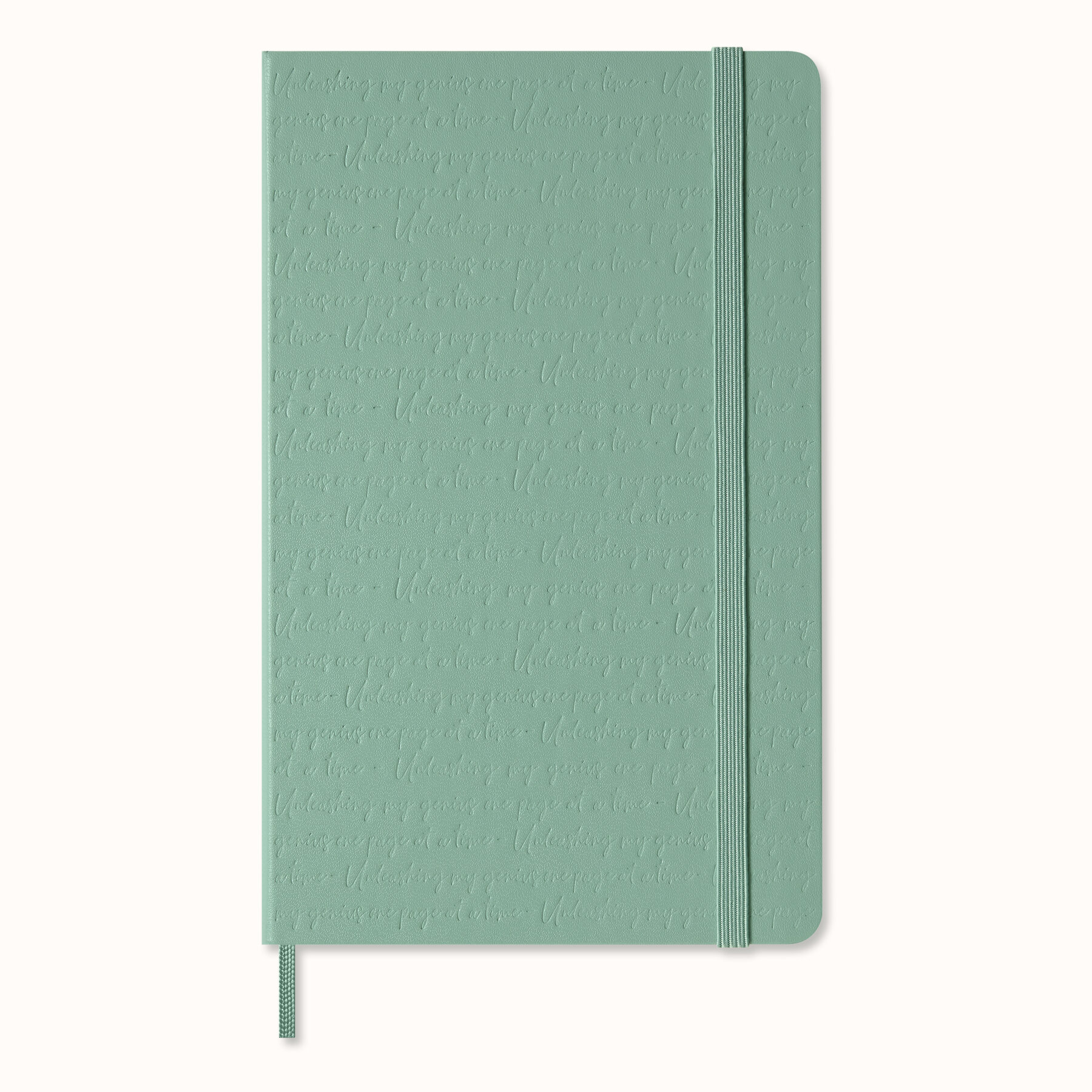 Coloured Patterned Notebook Large, ruled, debossed hard cover Sage ...